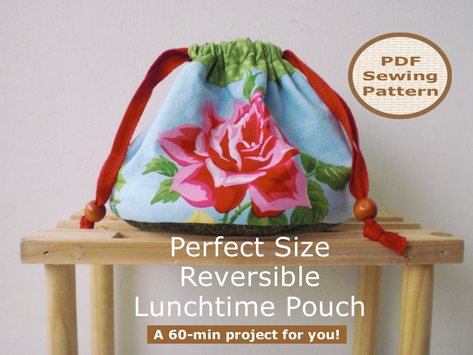 Reversible Drawstring Pouch - Pdf Bag Sewing Pattern on Luulla